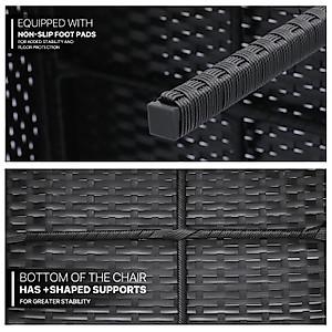 MoNiBloom 4 Pieces Patio Furniture Sets, Non Slip Foot Pads Wicker Rattan Sofa Chair with Soft Cushions and Sturdy Coffee Table for Backyard Porch Garden Poolside Balcony, Capacity 250 lbs, Black