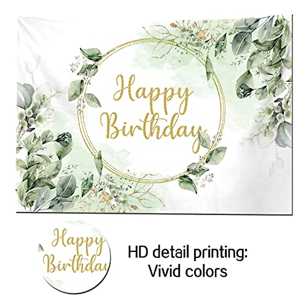 Greenery Succulent and Eucalyptus Leaves Photography Backdrop Bloom Eucalyptus Leaves Photo Background for Happy Birthday Party Decoration Cake Table Banner Supplies 7x5ft