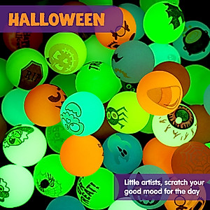 JOYIN 24 PCS Glow Halloween Bouncing Balls, Glowing Bouncy Ball Halloween toys for Kids Gift, Halloween Party Favors Bounce Ball Goodie Bag Fillers, Trick or Treats Classroom Exchange Prizes