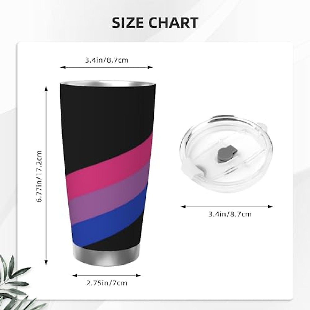 SDERDZSE Lgbtq Bisexual Pride Tumbler 20oz Coffee Cup Insulated Tumblers Stainless Steel Tumbler With Lid Coffee Travel Mug For Home Outdoor