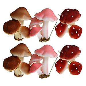 ARTIBETTER Foam Mushroom Brown 6pcs Fake Froth Mushroom Simulation Froth Mushroom Garden Miniatures Mushroom Decoration Mushroom Ornaments Accessorie (Random Color) Foam Mushroom Large