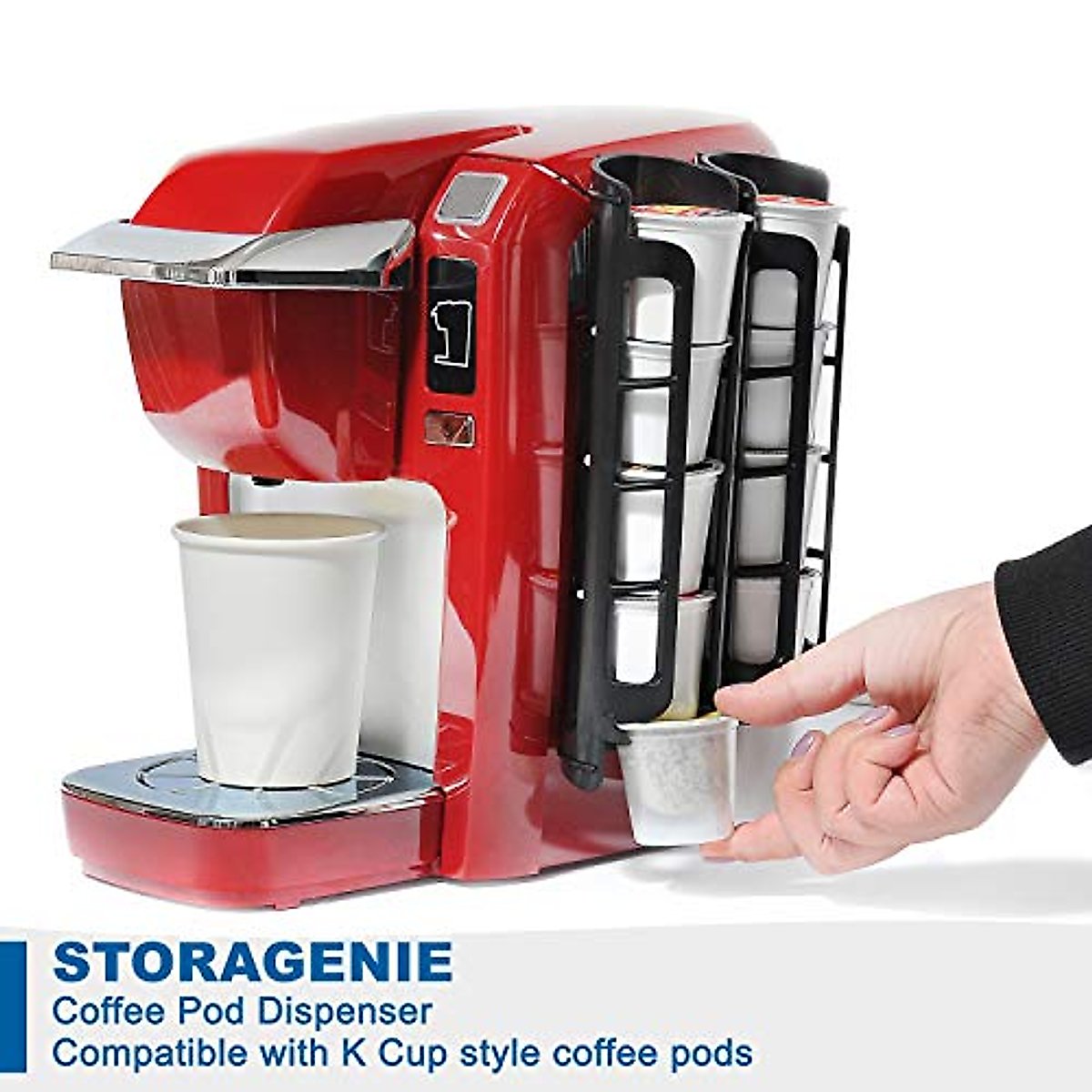 STORAGENIE Coffee Pod Holder for Keurig K-cup, Side Mount K Cup Storage, Perfect for Small Counters (2 Pack/For 10 K Cups, Black)