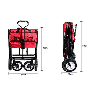 Suuim Collapsible Folding Wagon, Folding Wagon,Collapsible Utility Trolley Outdoor Cart,with Rubber Universal Wheels,for Camping Garden Beach All Terrain wi