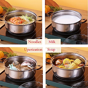 Stainless Steel Saucepan, 0.9 Quart Double Handle Milk and Soup Pot with Lid for Warming, Cooking and Boiling Milk, Spaghetti, Soup in Kitchen and Outdoor (16cm)