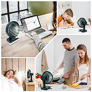 ASYOURZ Oscillating Table Fan - 6.7 Inch Portable Quiet Desktop Fans with 4 Speeds Strong Airflow - 7200mAh Battery Operated or USB Powered Fan - 120° Oscillating Personal Table Fan for Home Office