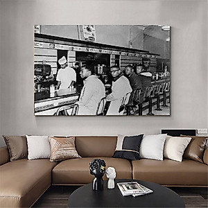 SUPERYUFENG Black History Greensboro Sit-in at Woolworth's February 2 1960 Poster Decorative Painting Canvas Wall Art Living Room Posters Bedroom Painting 16x24inch(40x60cm)