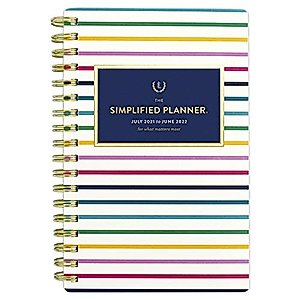 Academic Pocket Calendar 2021-2022, Simplified by Emily Ley for AT-A-GLANCE Weekly & Monthly Planner, 3-1/2" x 6", Pocket Size, for School, Teacher, Student, Thin Happy Stripe (EL60-300A)