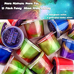 Galaxy Slime Kit 12 Pack, Mini Slime Easter Party Favor for Kids Goodie Bag Stuffers, Smooth, Soft and Non Sticky, Stress & Anxiety Relief Colorful Slime Pack Toy for Girls Boys