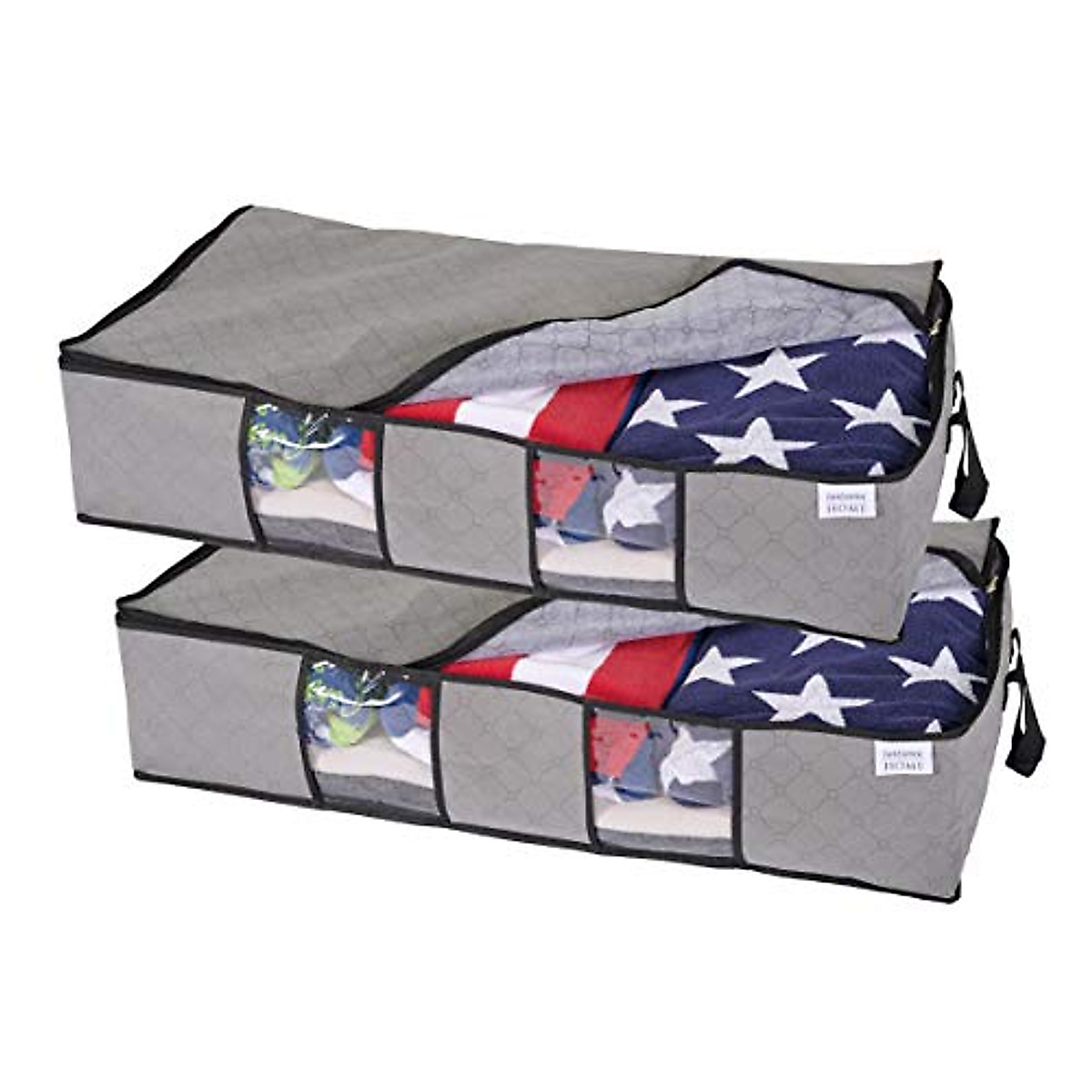 Lantanna Home - Set of 2 - Premium Underbed Storage - Space Saving - Bedroom Storage Bag Shoe/Clothing/Blanket/Quilt - Foldable Organizer - Lightweight Organizer - Closet container - Shoe Storage