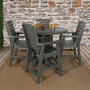 Sequoia Professional CM-ST3SQ48WC-CGE Glennville 5pc Round Counter Height Dining Set, Coastal Teak