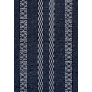 JONATHAN Y WSH120A-4 Nautisk Trellis Stripe Machine-Washable Indoor Area-Rug, Coastal, Modern, Contemporary Easy-Cleaning,Bedroom,Kitchen,Living Room,Non Shedding, Navy/Gray, 4 X 6