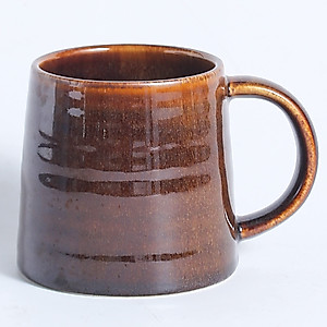masoline Large Ceramic Coffee Mug, Handmade Pottery Mugs, Tea Cups with Big Handle for Office and Home, 15.5 oz, Dishwasher and Microwave Safe (Brown)