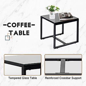 HOMEZILLIONS Outdoor Furniture 3 Piece Patio Set Balcony Furniture, Rattan Wicker Chairs Outdoor Bistro Set with Table and Cushions for Poolside Yard Porch, Black