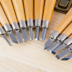 Wood Carving Tools,12 Set Professional Carving Kit Wood Carving Tools Set-Carving Hook Knife,Whittling Knife,Chip Carving Knife, Carving Knife Sharpener for Spoon Bowl Cup Woodworking