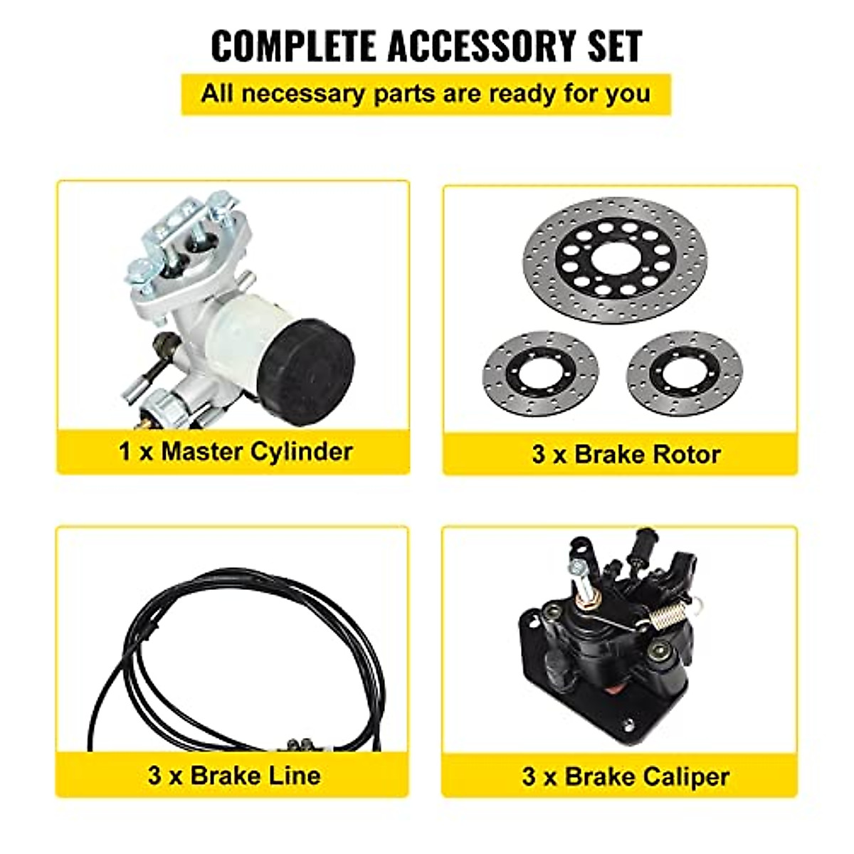 Vevor Go Kart Brake Master Cylinder Kit Go Kart Hydraulic Brake Kit Universal Go Karts Brake Kit Kandi Complete Including Master Cylinder, Hose, Caliper, Pad for 150cc : Automotive