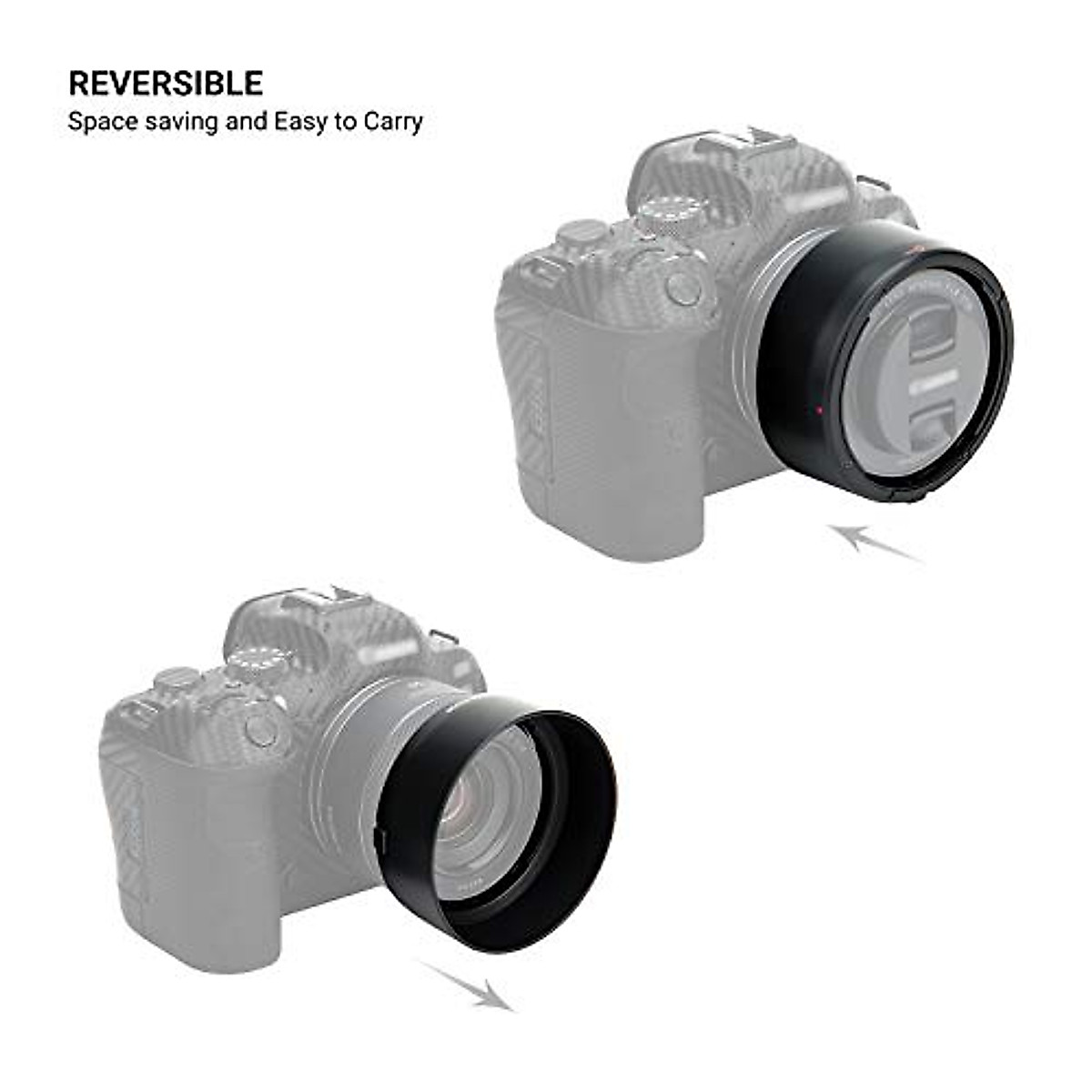 Lens Hood for Canon RF 50mm F1.8 STM on EOS R6 R5 RP R Camera, Reversible Lens Shade Replace Canon ES-65B Lens Hood, Compatible with 43mm Filters and 43mm Lens Cap