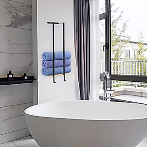 Towel Racks for Bathroom Wall Mounted, Bathroom Towel Storage, Bath Towel Holder for Folded Large Towel Washcloths, Stainless Steel Wall Towel Rack, Black