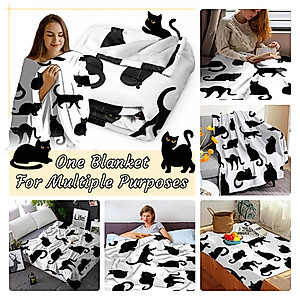 Black Cats Blanket Throw Super Soft and Cozy Blankets for Home Decoration, Couch, Bed, Sofa 60"x50" Medium for Teen for All Seasons