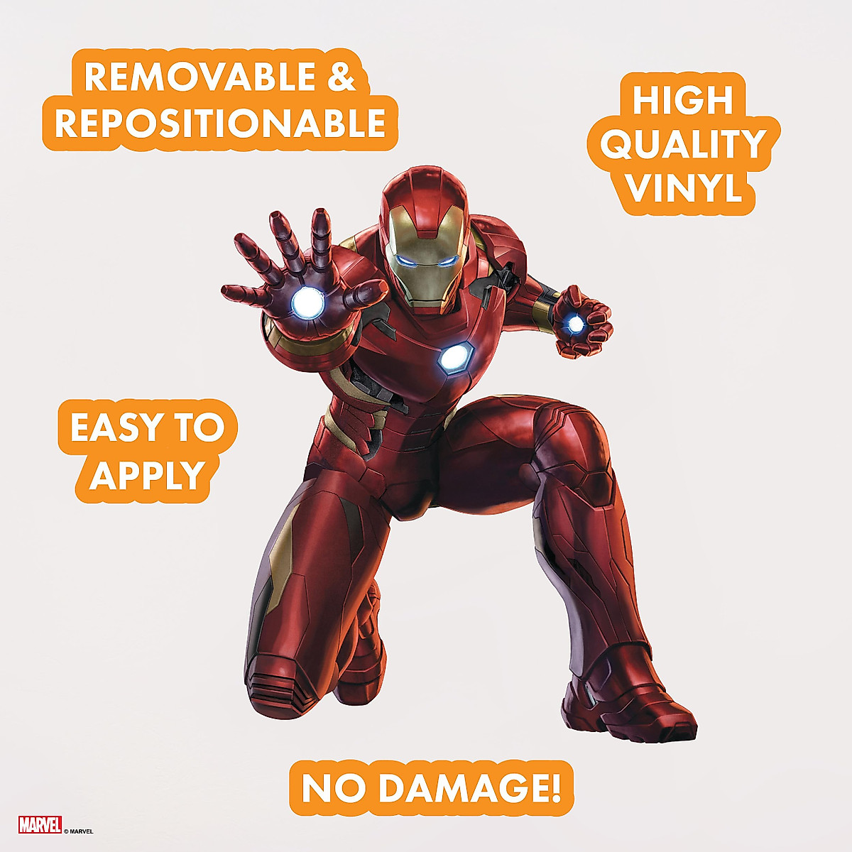 Wall Palz Marvel Iron Man Wall Decal - Iron Man Wall Stickers with 3D Augmented Reality Interaction - 24" Iron Man Bedroom Decor - Marvel Legends Wall Decor