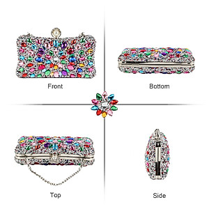 SUKUTU Women Rhinestone Evening Bag MultiColored Dazzling Crystal Clutch Bag Party Bridal Wedding Cocktail Handbag