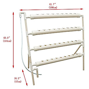 INTBUYING Hydroponic36Holes Plant Site Grow Kit Hydroponics Growing System Garden System Vegetable Ladder Style-4 Pipes 4 Layer （Outer Set Hose）