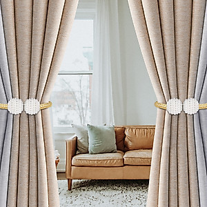 8 Pack Magnetic Curtain Tie Backs with Pearls,Modern Curtain Holdbacks Strap,Decoration for Kindergarten,Outside and Inside Drapes