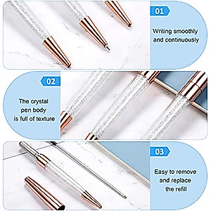 18 Pieces Crystal Diamond Pen Bling Slim Ballpoint Pen with Black Ink for School Office Supplies (Rose Gold)