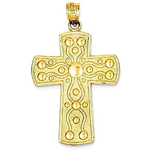 IceCarats 14K Yellow Gold Holy Cross Necklace Religious Pendant Jesus Christ Charm Serenity Prayer Back Only