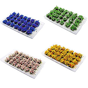 112 Pcs Miniature Colorful Flower Cluster Static Grass Model Artificial Plant for DIY Miniature Train Landscape Terrain Railway Scenery Decorations