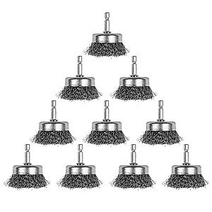 Rocaris 10 Pack Wire Cup Brush with 1/4-Inch Hex Shank, 2 Inch Wire Drill Brush Set for Removal of Rust/Corrosion/Paint