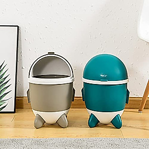 Beerty Trash Can - Creative Rocket Trash Can Household Rubbish Bin Plastic Storage Bins for Kitchen Bathroom Living Room Office Grey, approx.23.5x37cm9.25x14.57in