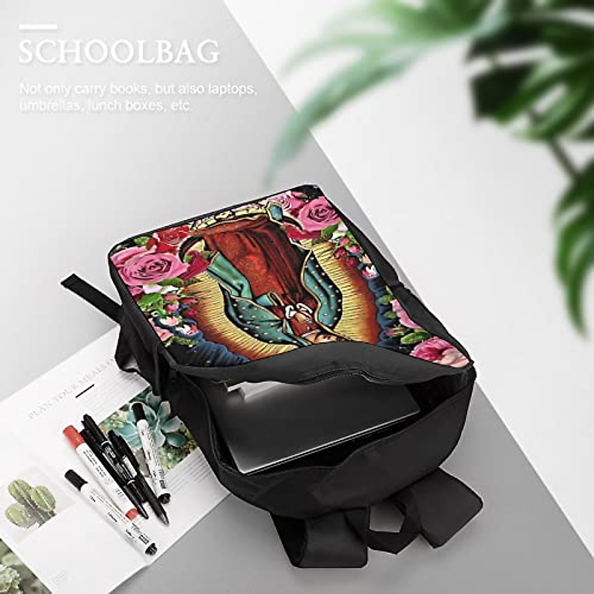 Waygotee Our Lady of Guadalupe Virgin Mary 3D Print Backpacks Bookbag Laptop Travel Bag Unisex for Adult Gifts 17 Inches