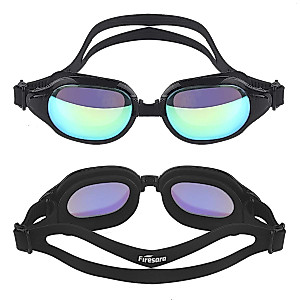 Firesara Swim Goggles, No Leaking Large Frame Wide View Pool for Women Men