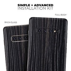 DesignSkinz Black Wood Texture 2 Protective Vinyl Decal Wrap Skin Cover Compatible with The Samsung Galaxy S20 (Screen Trim & Back Glass Skin)