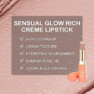 Oulac Beige Lipsticks for Women, Pale Nude Matte Lip Base, Full Coverage Lip Color, Satin Matte Finish, Cream Texture, Hydrating, Infused with Hyaluronic Acid, Vegan & Clean Beauty 4g SG01 Bare