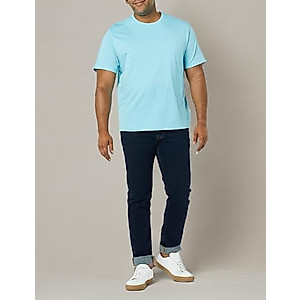 Amazon Essentials Mens T-Shirts, Regular-Fit, Short-Sleeve Crewneck Pocket, Pack of 2, Aqua Blue/Light Blue, Large
