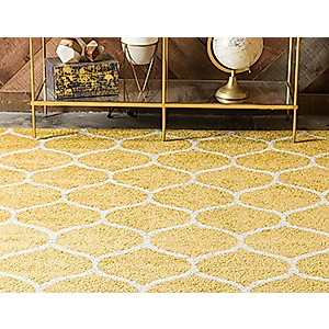 Unique Loom Trellis Frieze Collection Area Rug - Rounded (4' 1" x 6' 1", Yellow/ Ivory)