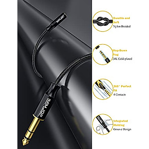 SOLMIMI 1/4 to 3.5mm Adapter, 6.35mm Male to 3.5mm Female Stereo Adapter, Lossless 3.5mm to 1/4 Adapter, Headphone Jack Adapter for Mixer Guitar Piano Amplifier Speaker or More - Matte Black(30cm)