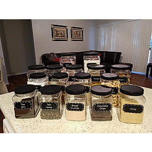 Lawei 6 Pack Clear Plastic Jars with Lids - 32 Oz Square Plastic Jars Containers with Easy Grip Handles Plastic Storage Jars for Dry Goods Cookies Candy and More