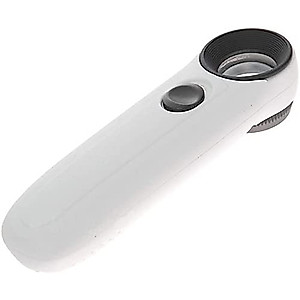 Handheld 40x High Power Hand Held Magnifier Magnifying Glass with 2-LED Light (White with Black)