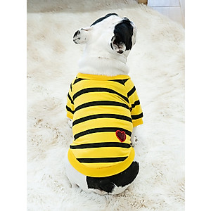 2 Pack French Bulldog Striped T Clothes T-Shirt for Medium Dogs Tee Shirts for Boston Terrier Pitbull Bichon Spring Summer Puppy Apparel, Medium, Pack of 2