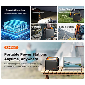 Portable Power Station 300W 288Wh Solar Generator With 60W USB-C PD Output 110V Pure Sine Wave AC Outlet Backup Lithium Battery Pack Fast Charge Protable Generator For Camping Outdoor Home