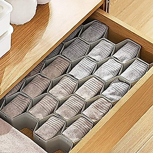HELLWANG Honeycomb Drawer Organizer, 16Pcs Drawer Organizer for Socks, Underwear, Makeup, Kitchen, Bedroom, Dresser (White)…