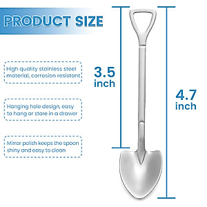 20 Pack Shovel Shape Demitasse Espresso Spoons, 4.7 Inches Stainless Steel Mini Coffee Spoons, Small Spoons for Dessert,Tea, Appetizer, Party Supplies