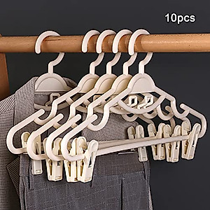 10pcs Clothes Hangers with Clips Plastic Space Saving Non-Slip Skirt Organizer Rotating Swivel Hook Pants Rack Trousers Skirts Clip Hangers for Pants Heavy Duty