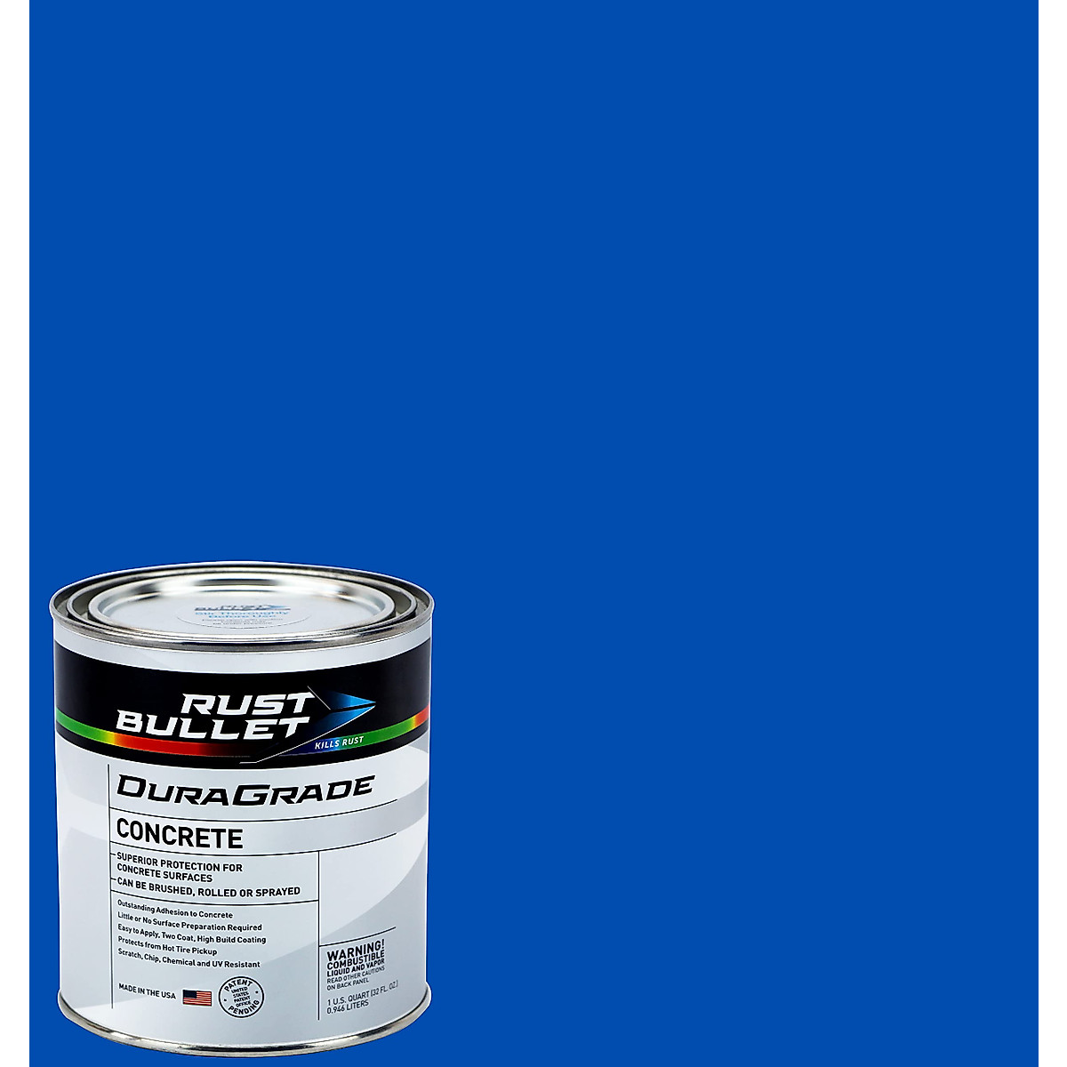 RUST BULLET - DuraGrade Concrete High-Performance Concrete Coating 1 Quart - for Garage Floor Paint, Basements, Porch, Patio, Driveway Paint and More - Concrete Paint - Blue