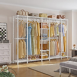 VIPEK Wire Garment Rack Heavy Duty Clothes Rack, Large Portable Wardrobe Rack Freestanding Clothing Rack Clothes Storage Organizer Closet for Bedroom, 89.8" Lx15.7 Wx76.4 H, Max Load 1300lbs, White