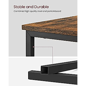 VASAGLE Side Table with Charging Station, Narrow End Table with 2 Drawers, Slim Nightstand and Bedside Table with Storage, for Small Spaces, Rustic Brown and Black ULET321B01