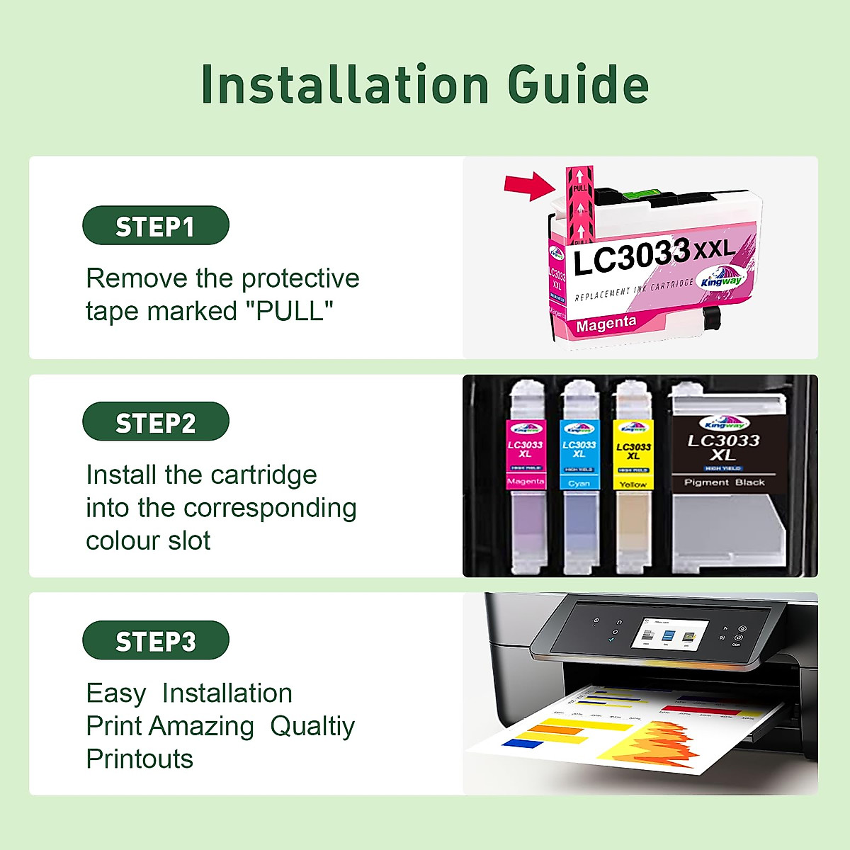 Compatible for Brother LC3033 Ink Cartridges Replacement for LC3033 BK/C/M/Y Ink Cartridges Brother use with Brother MFC-J995DW MFC-J995DWXL MFC-J815DW MFC-J805DW MFC-J805DWXL, 4 for LC3033 LC3035 Ink