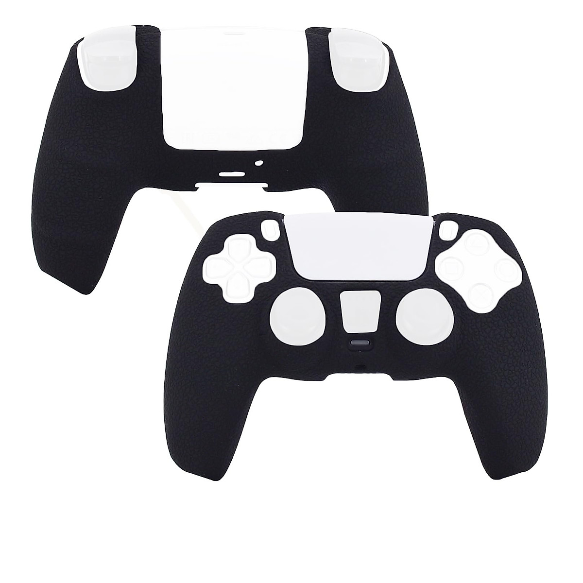 Grips for PS5 Controller Skin,Pandaren Texture Pattern Cover for Sony Controller Sweat-Proof Anti-Slip Silicone Cover Hand Grip with 8pcs FPS Pro Thumbsticks Cap Protector(Black)